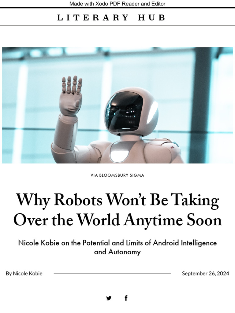Why Robots Won't Be Taking Over The World Anytime Soon Literary Hub | PDF