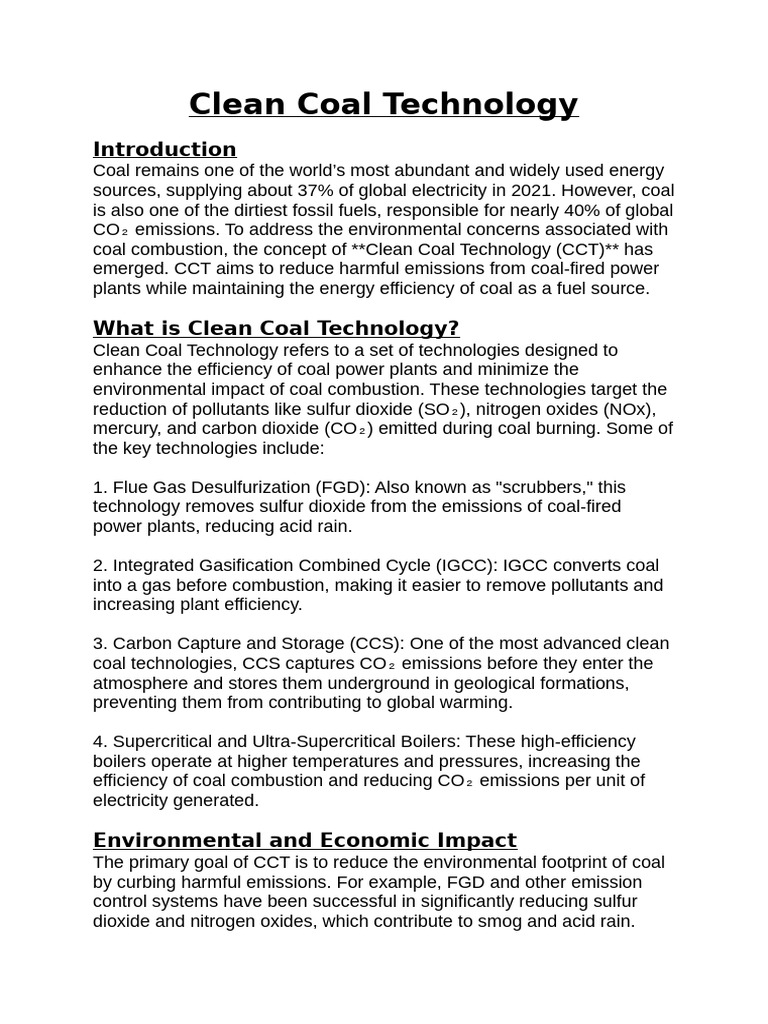 Clean Coal Technology | PDF