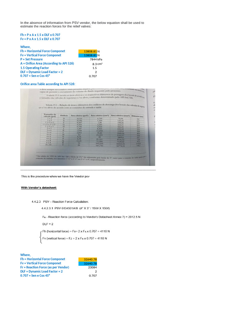 PSV Reaction Force Calculation Guide | PDF
