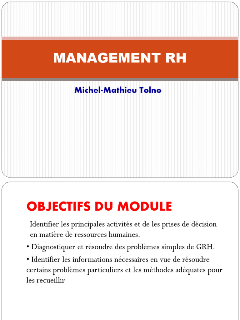Module de Formation Management RH | PDF