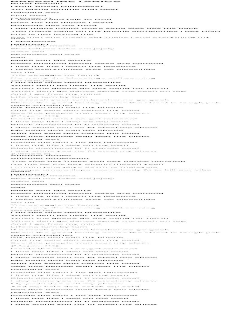 Pressure Lyrics | PDF