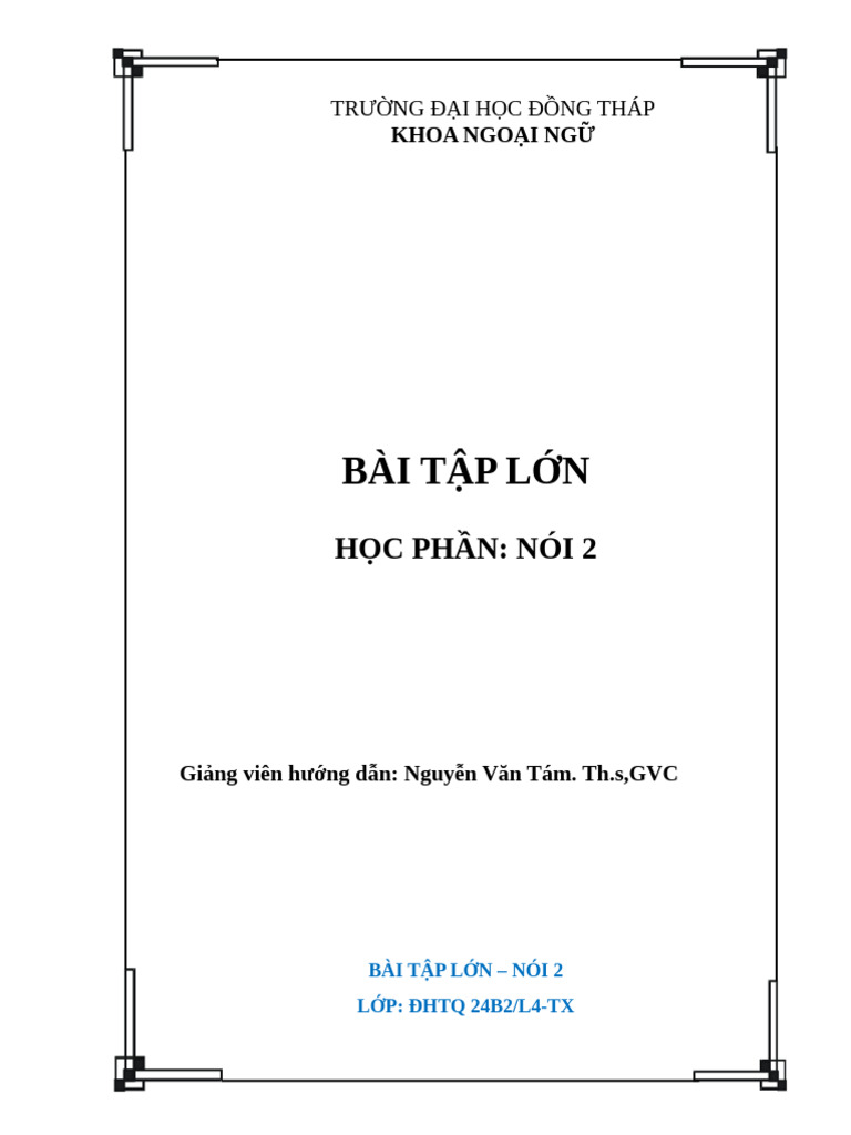 Bai Tap Lon Va Huong Dan Làm Bai Tap Lon Noi 2 | PDF