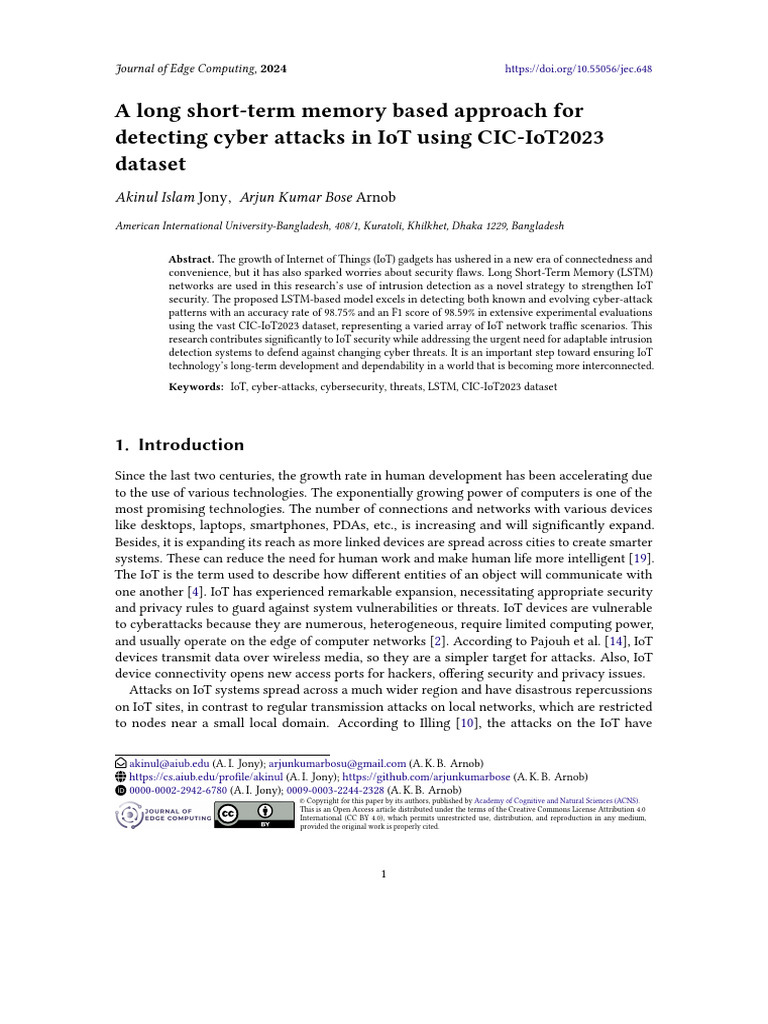 A Long Short-Term Memory Based Approach For Detect | PDF