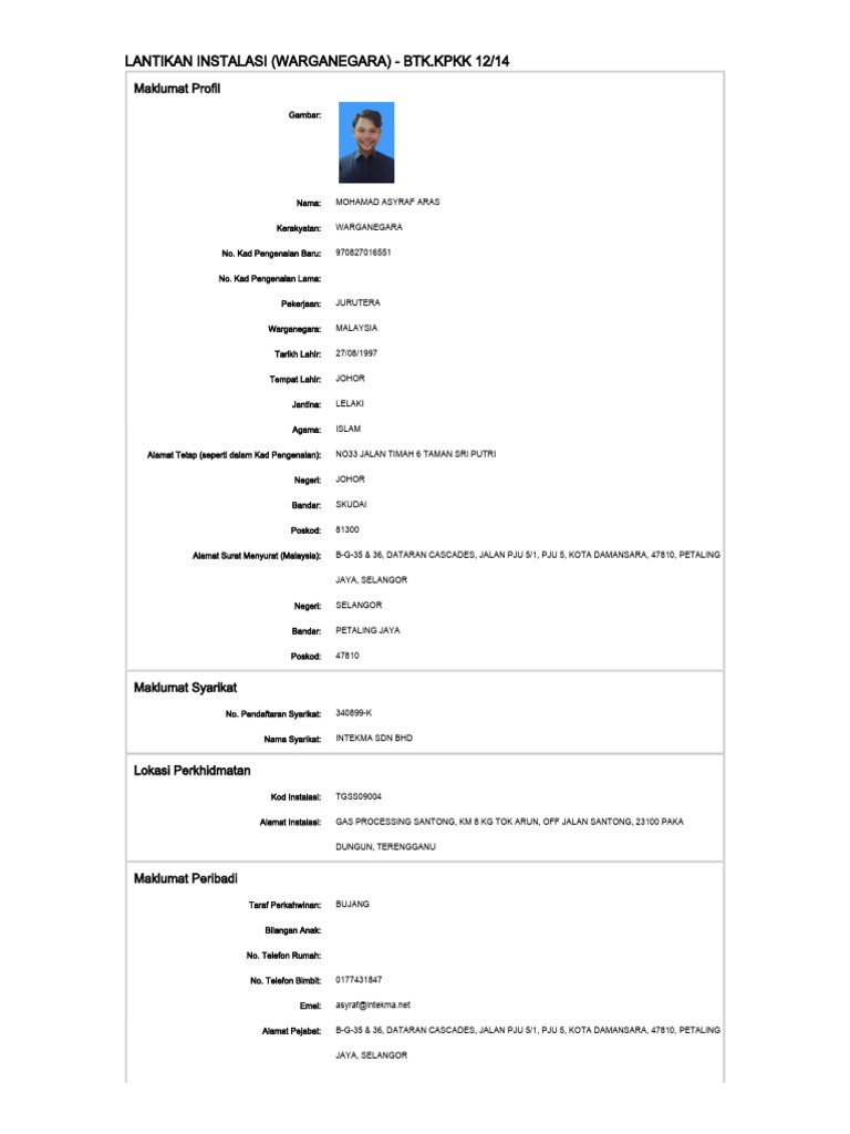 E-VETTING Asyraf Aras (TGSS09004) | PDF