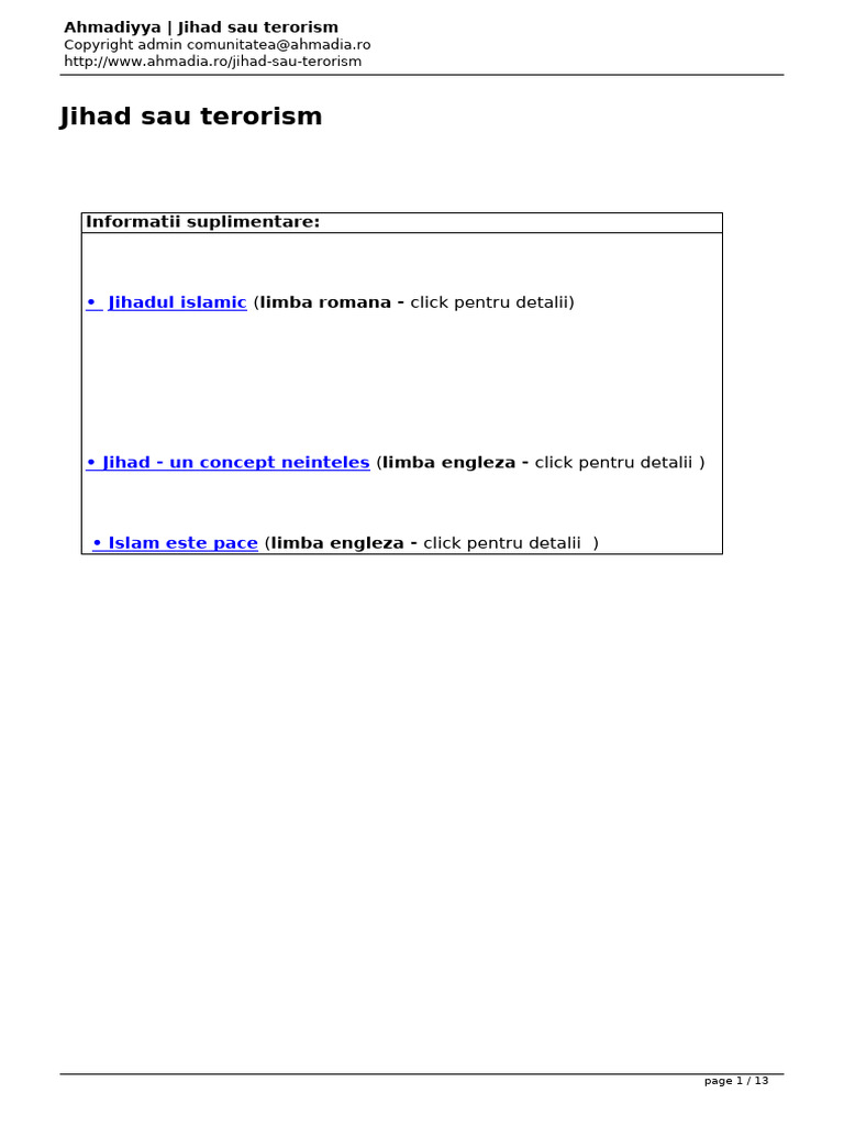 Ahmadiyya-Jihad Sau Terorism | PDF