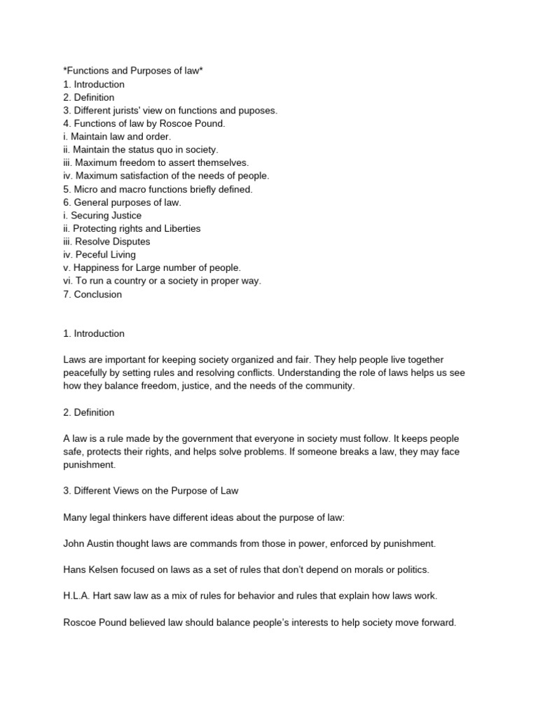 Functions and Purposes of Law | PDF