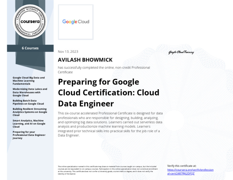 Preparing For Google Cloud - Avilash B | PDF