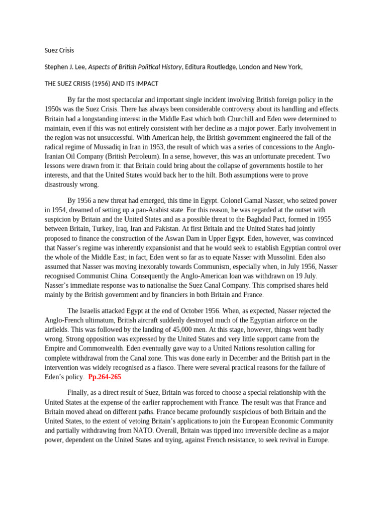 Suez Crisis | PDF