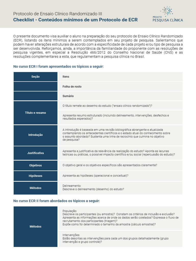 Checklist - ECR III | PDF