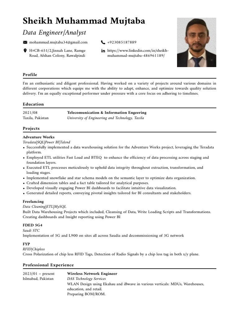 Data Engineer Profile and Projects Overview | PDF | Data Warehouse ...