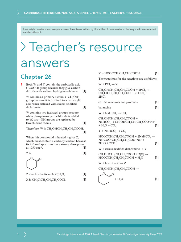 Teacher's Resource Answers Chapter 26 Asal Chemistry | PDF
