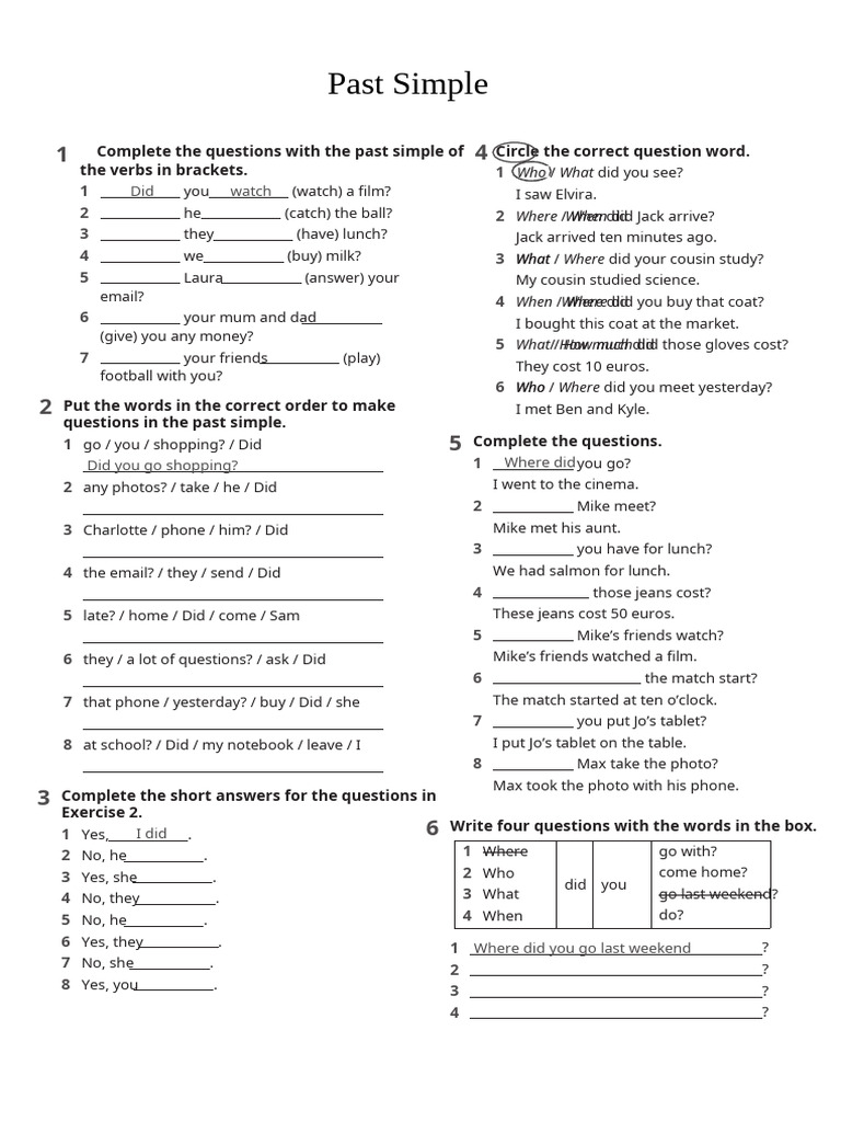 Ficha Ingles Past Simple | PDF