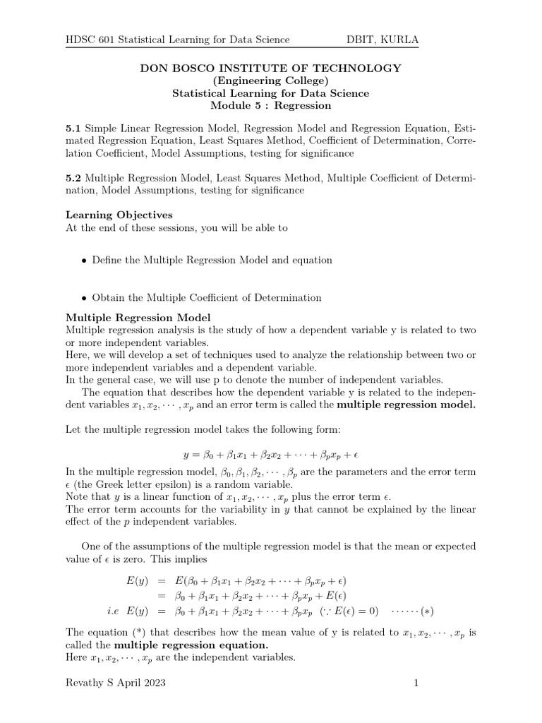 2.multiple Regression | PDF