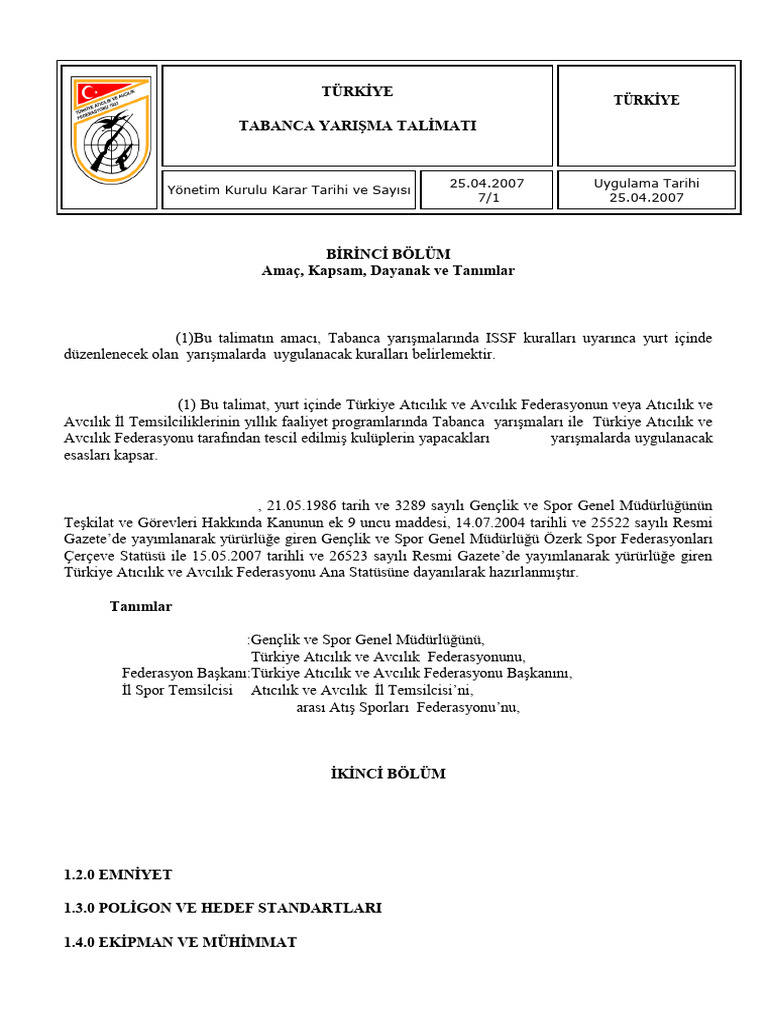 Tabanca Yarisma Talimati | PDF