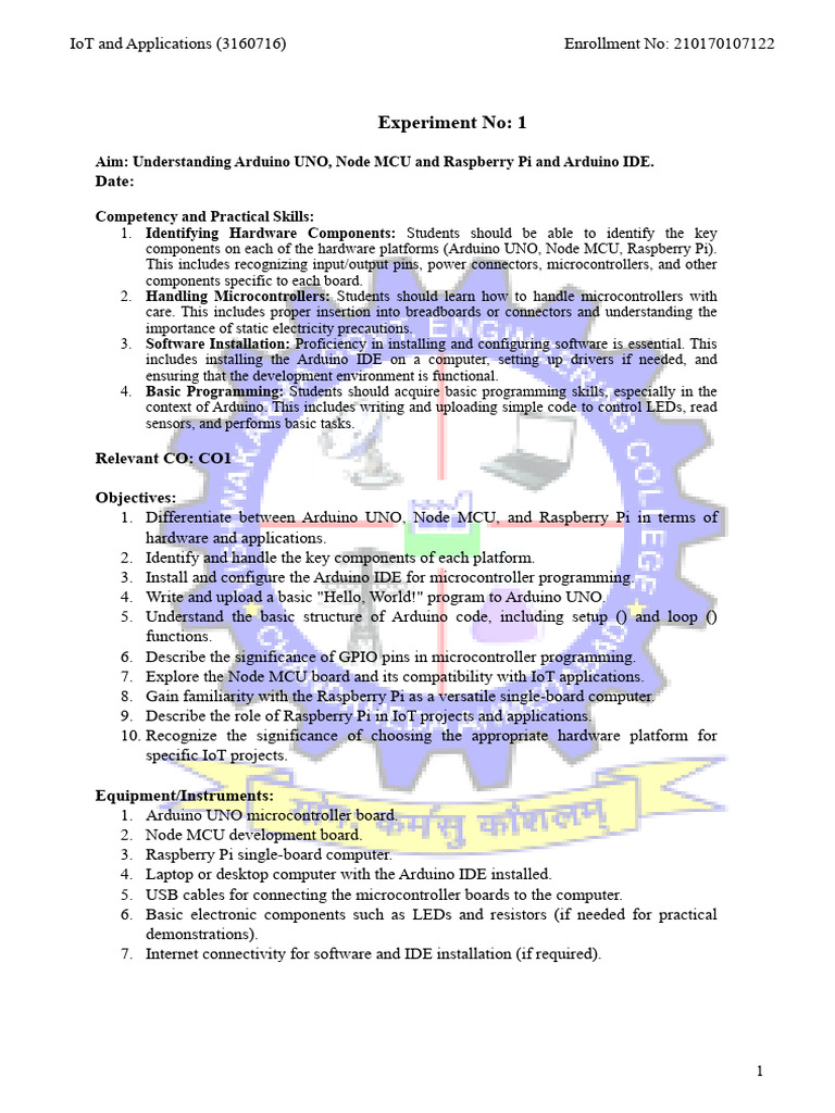 1-10 3160716 - IOT and Applications - Lab Manual | PDF
