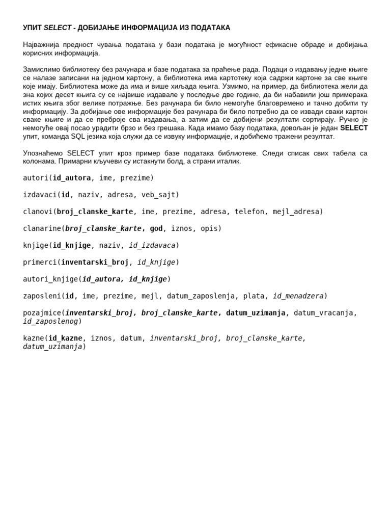 20 Upit Select | PDF