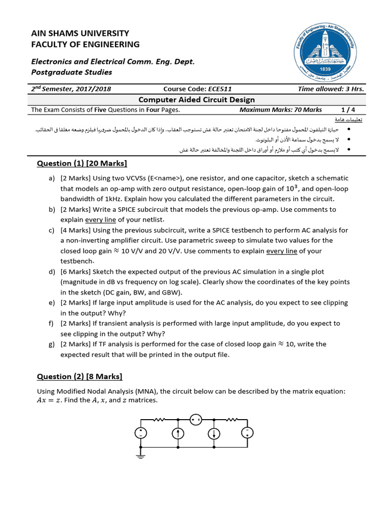 Ece511 Final S2018 01 v01 | PDF