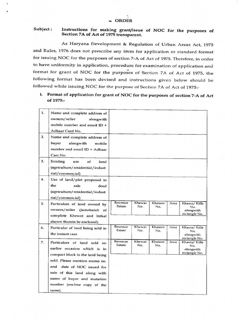 Misc-263 III Instructions For Making Grant of NOC Section 7A of | PDF