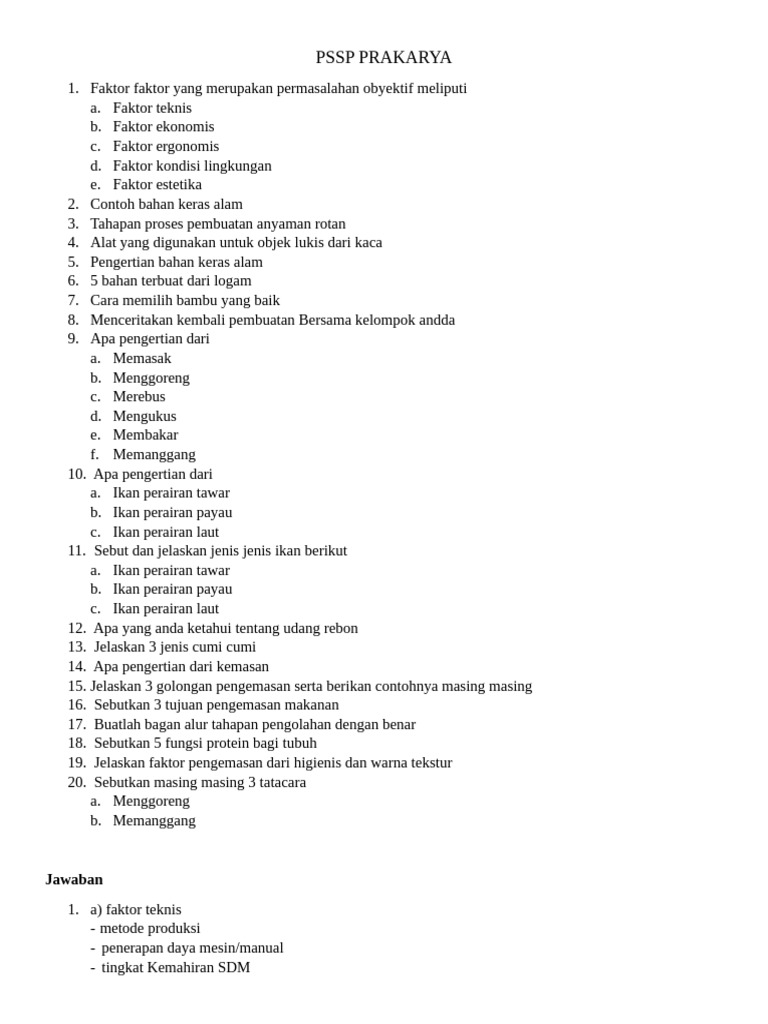 PSSP Prakarya | PDF
