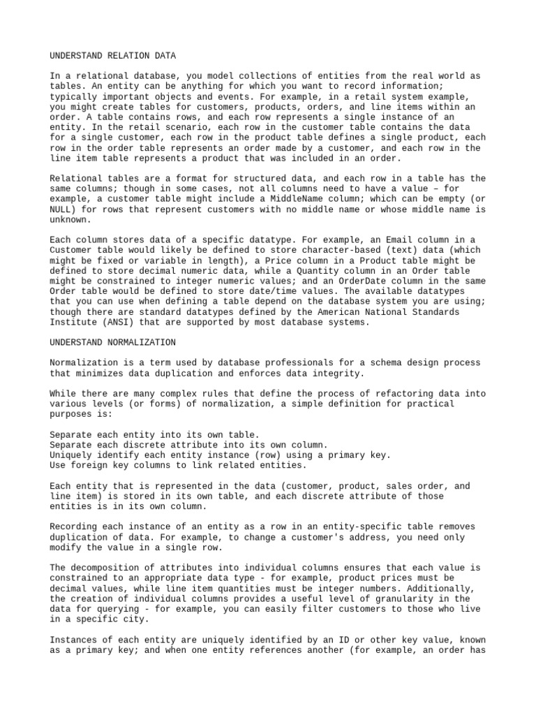 Understand Relation Data | PDF