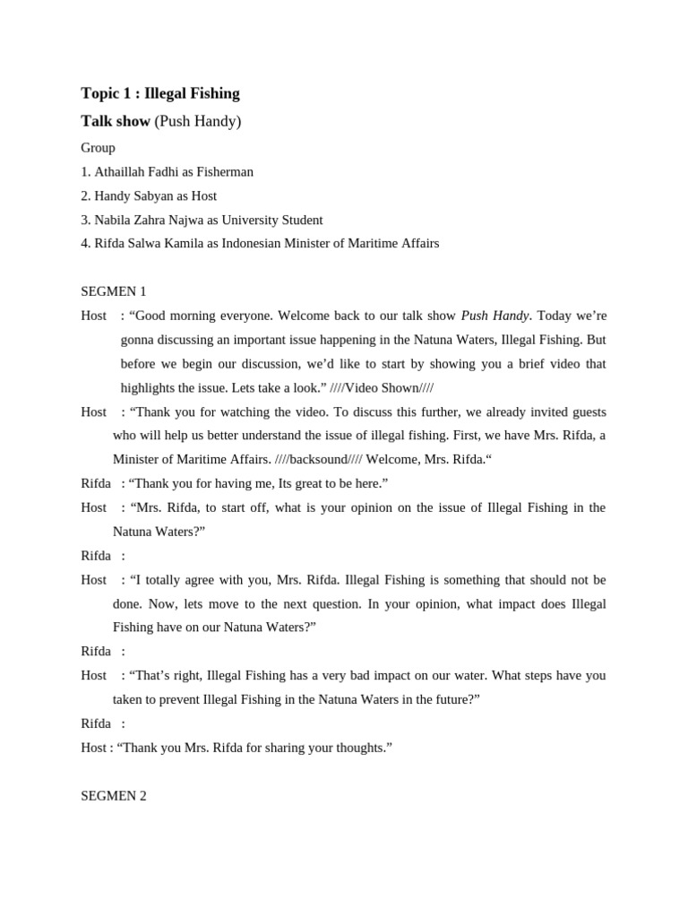 Revisi Script Talkshow B.ing | PDF