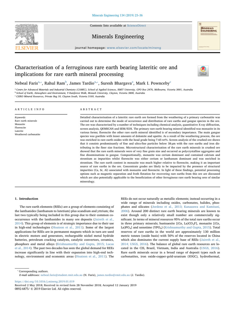 Characterisation of A Ferruginous Rare e | PDF