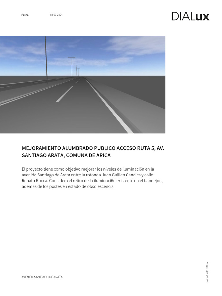 Mejoramiento Alumbrado Publico Acceso Ruta 5, Av. Santiago Arata, Comuna de Arica - Informe ...