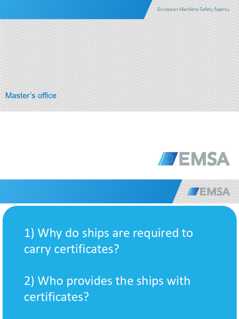 PMA - Master Office - Ship Certificates and Documents | PDF