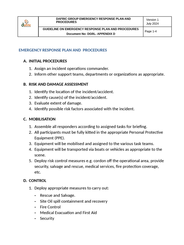 Emergency Response Plan Guidelines | PDF | Emergency | Safety