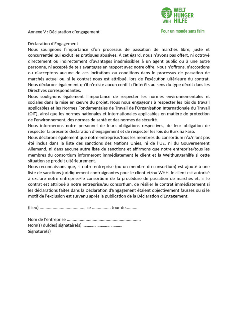 Annexe V Lettre Engagement - Docx 3 | PDF