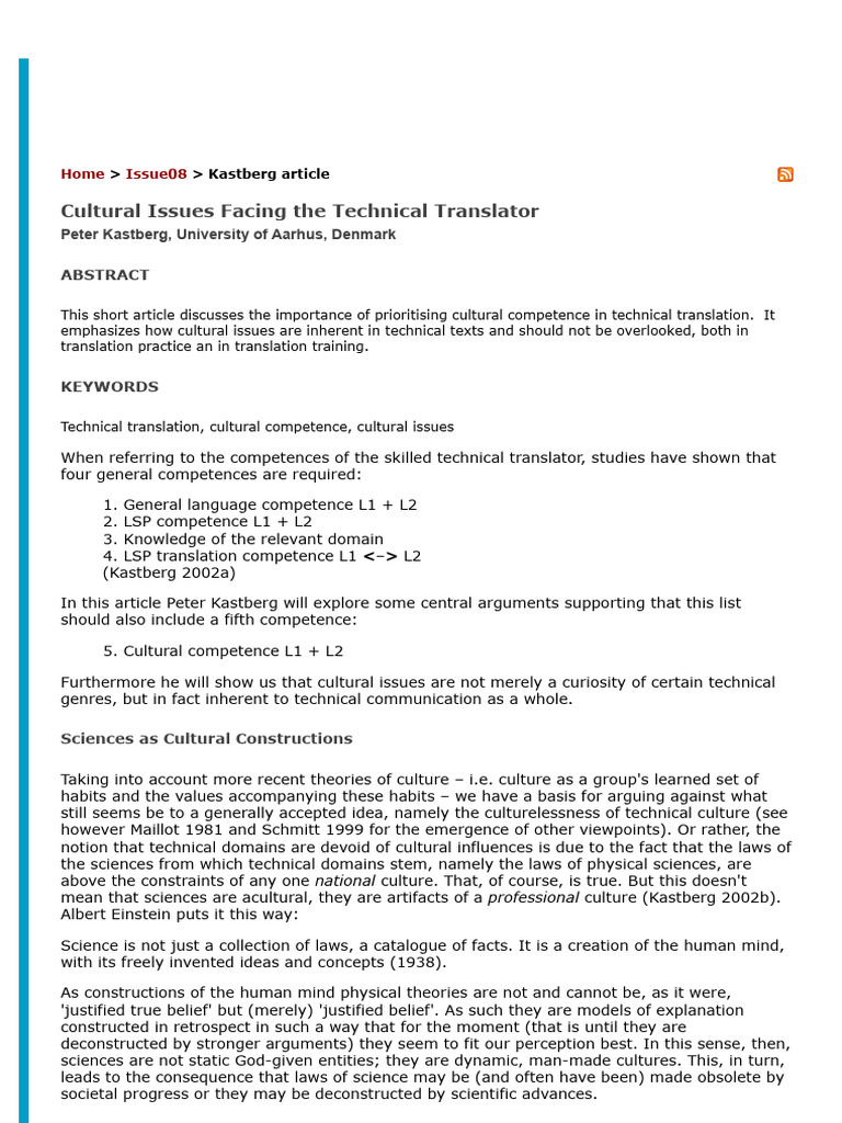 Cultural Issues Facing The Technical Translator | PDF