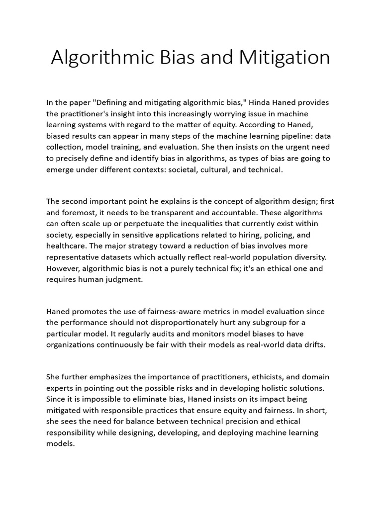 Algorithmic Bias and Mitigation | PDF