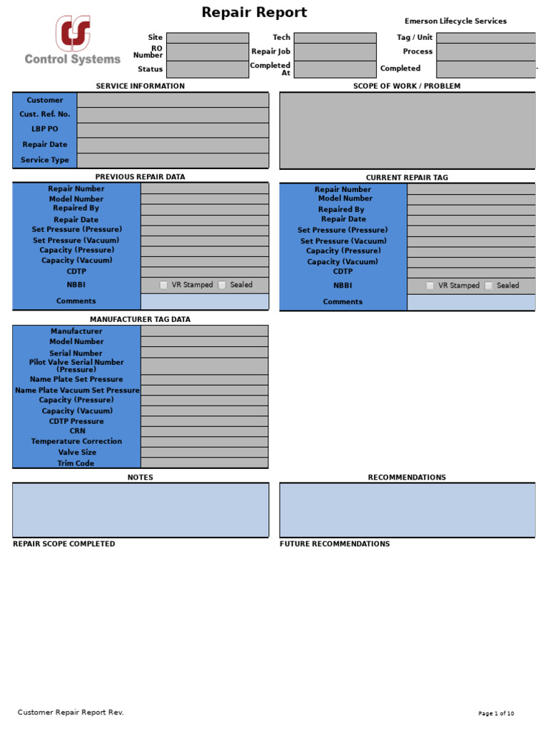 Test Repair Report Tank Vent | PDF