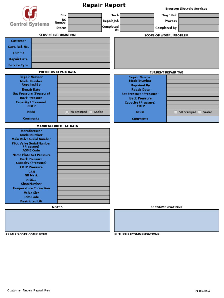 Test Repair Report PRV | PDF
