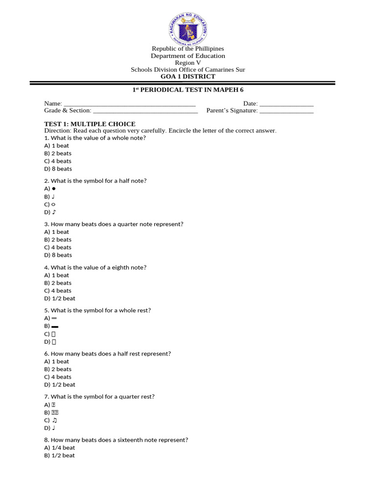 Matatag Curriculum Melcs Deped Science 6 1st Periodical Test In Grade