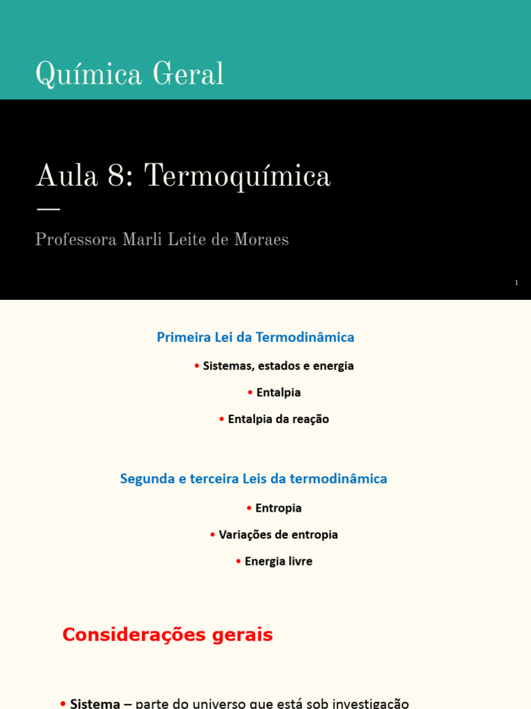 Aula8 QGT Termoquimica 2024 | PDF