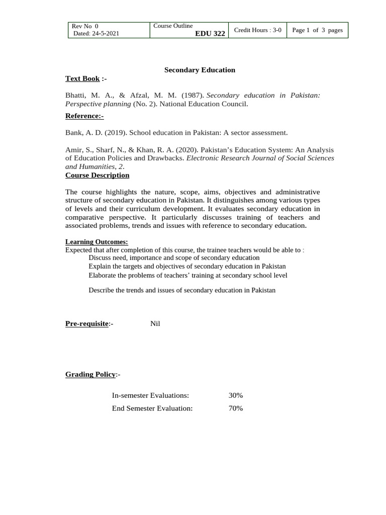 Education EDU 322 | PDF