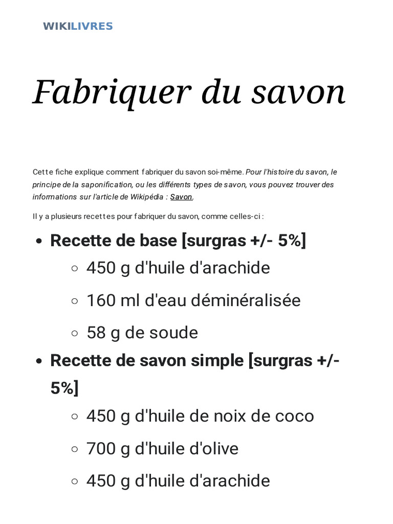 Fabriquer Du Savon - Wikilivres | PDF