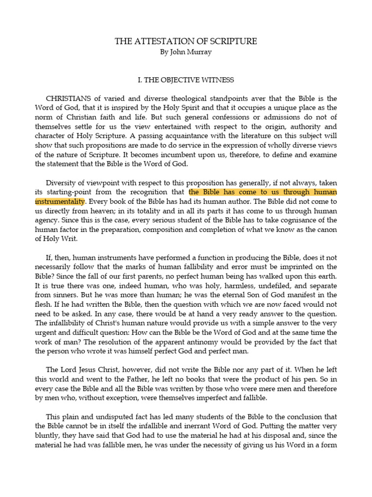 John Murray Self-Attesting Scripture | PDF
