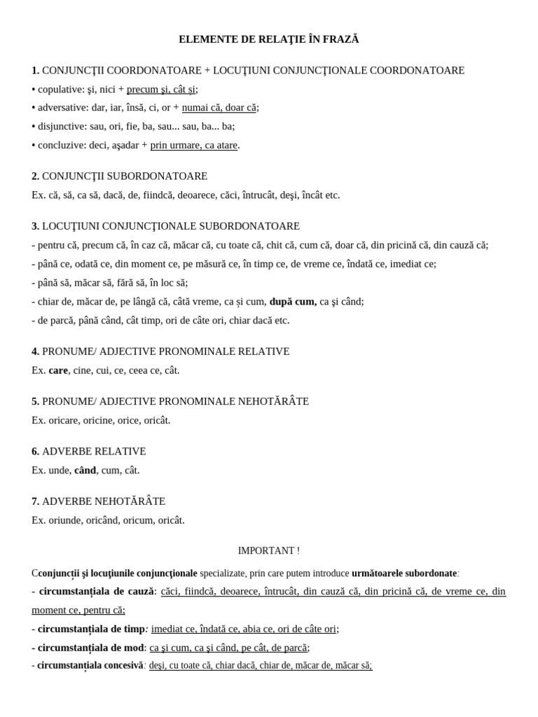 Elemente de Relație În Frază | PDF