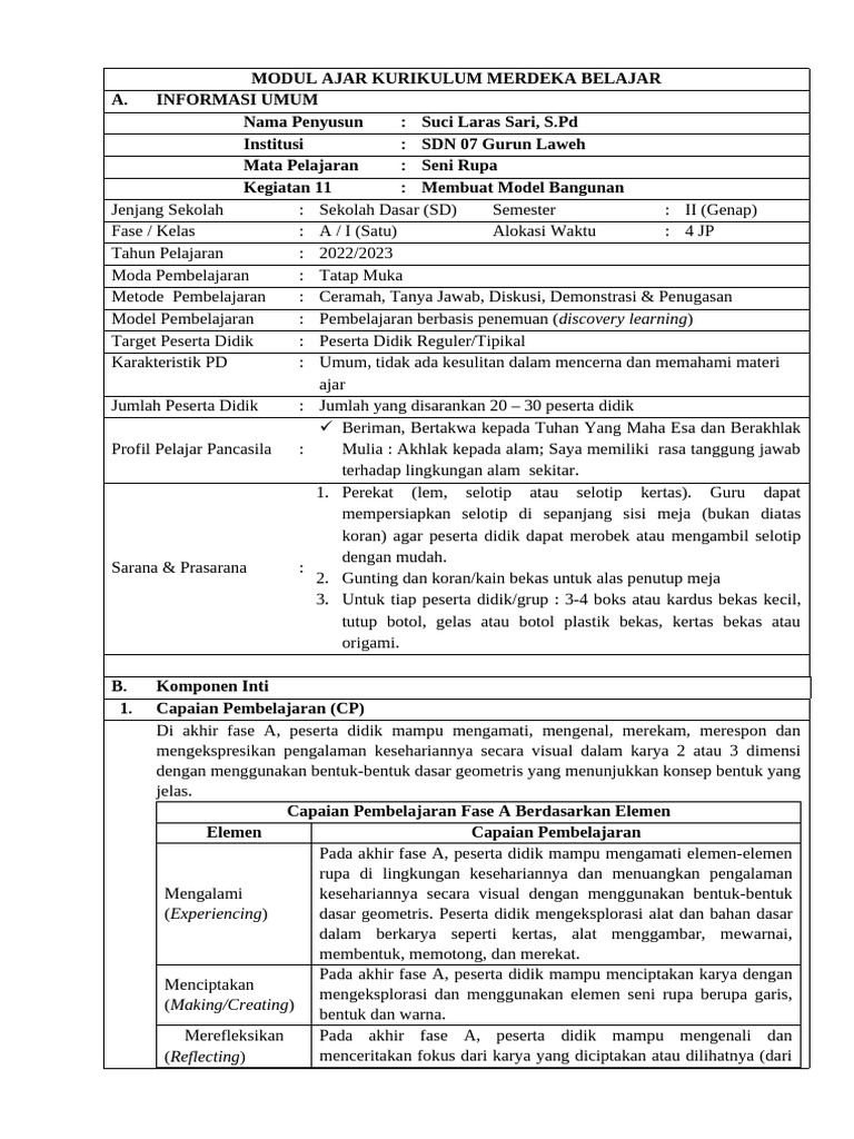 RPP Seni Rupa Ok | PDF