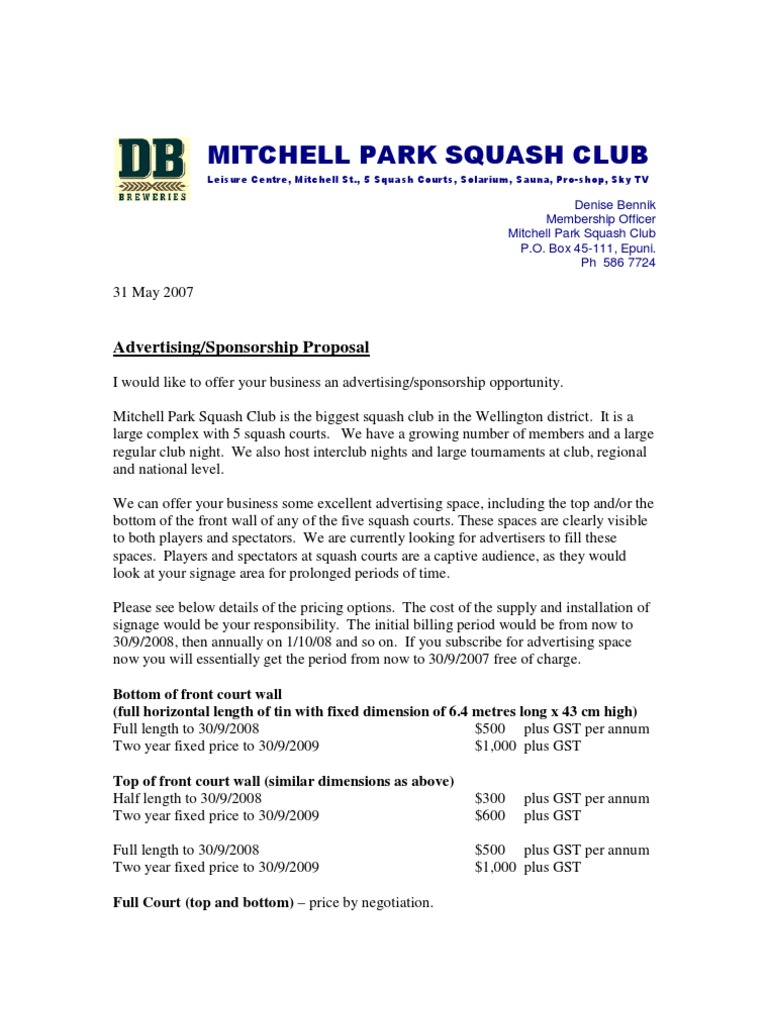 Advertising Sponsorship Proposal | PDF | Advertising | Business