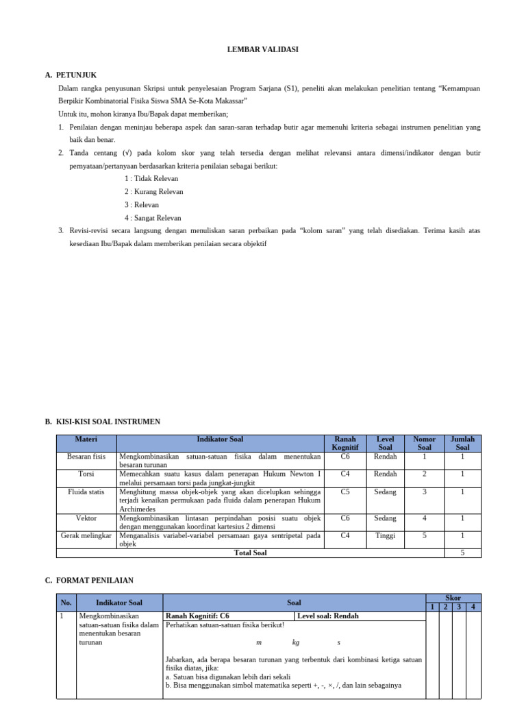 Validasi Instrumen | PDF