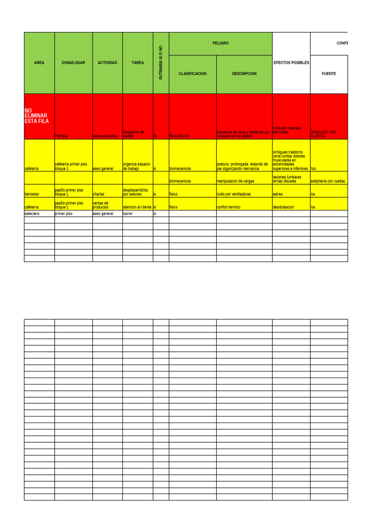 Matriz de Peligros y Ev Riesgos - Fact. de Riesgos | PDF