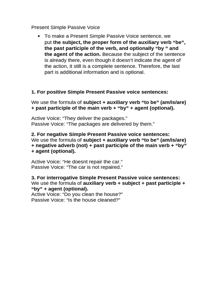 Present Simple Passive Voice | PDF