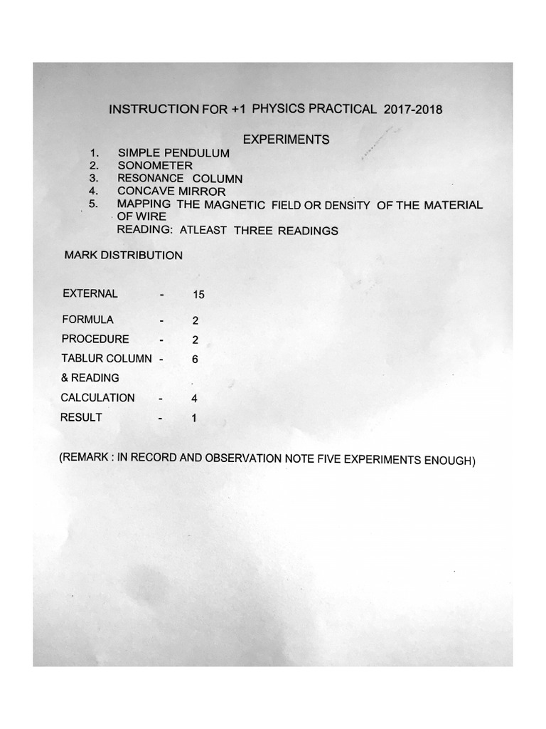 11th Physics Practical Question Paper em | PDF