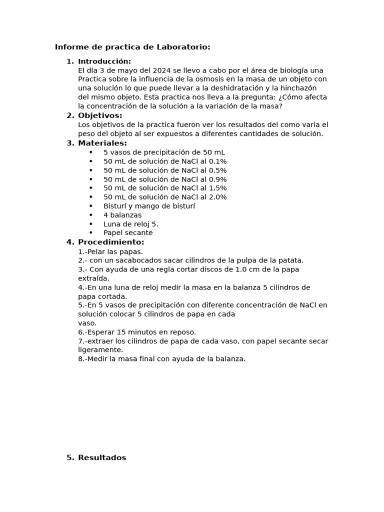 Informe de Practica de Laboratorio | PDF