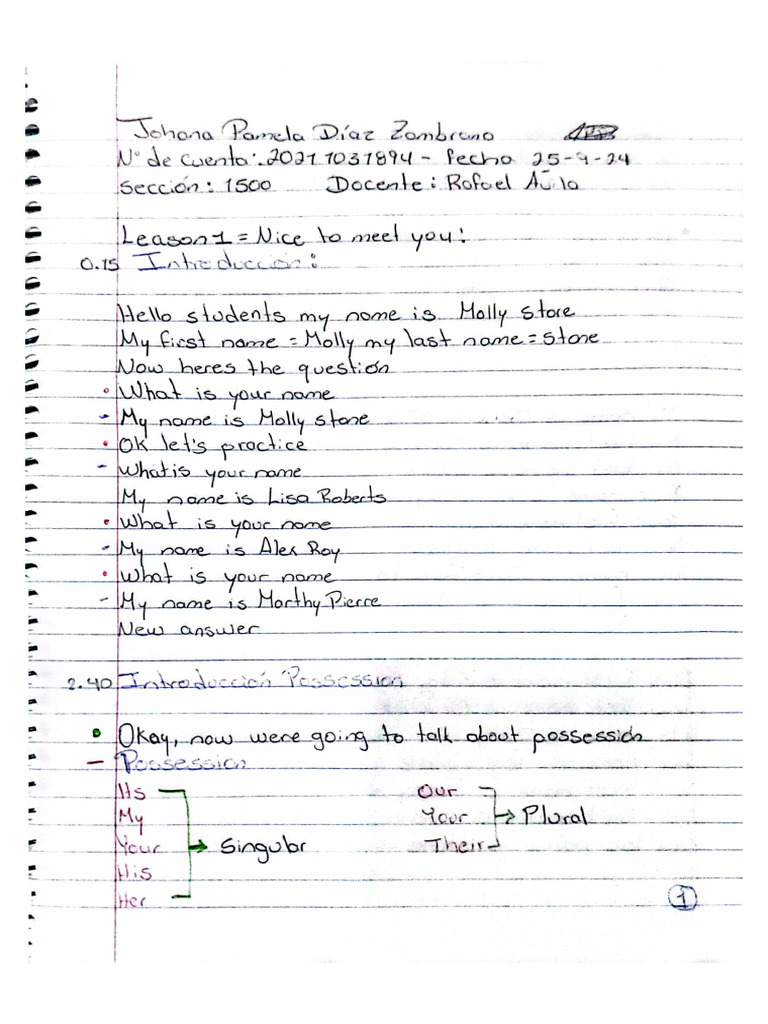 Actidad 1 Toma de Nota Nice To Meet You - U1T1a1 | PDF