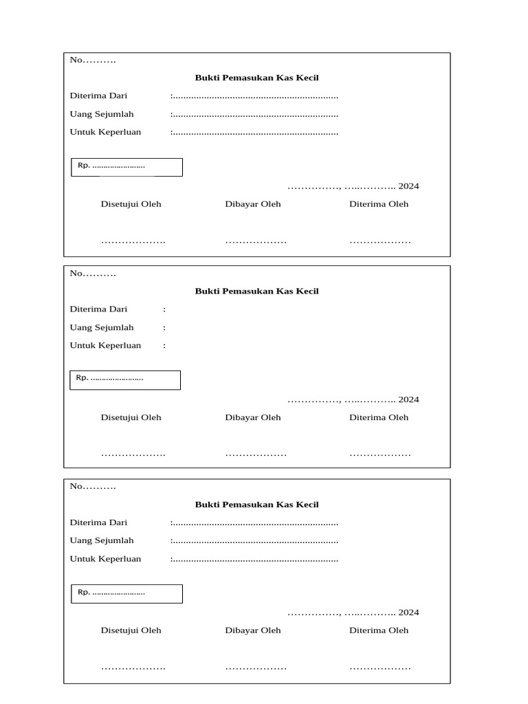 Bukti Pemasukan Pengeluaran Kas Kecil | PDF
