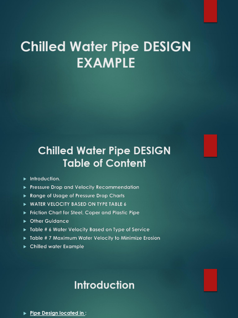 Chilled Water Pipe DESIGN EXAMPLE | PDF